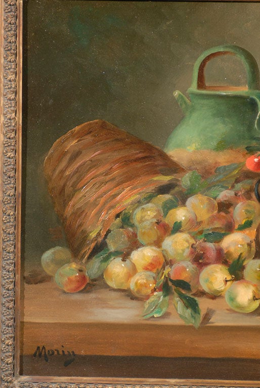 French Framed Oil on Canvas Still-Life Painting Signed Morin, Depicting Fruits For Sale at ...