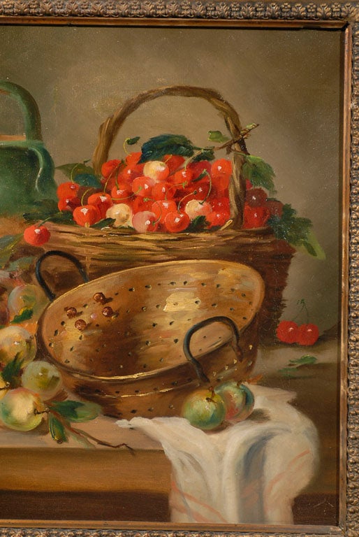 French Framed Oil on Canvas Still-Life Painting Signed Morin, Depicting Fruits For Sale at ...