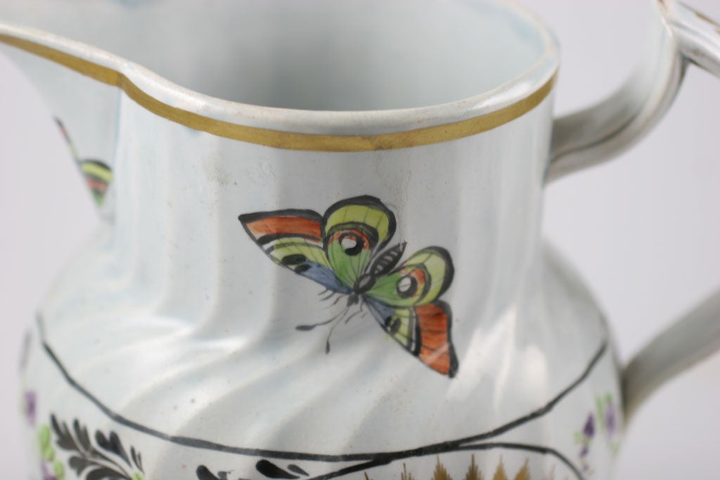 Leeds Pottery Enameled Pearlware Pitcher at 1stDibs