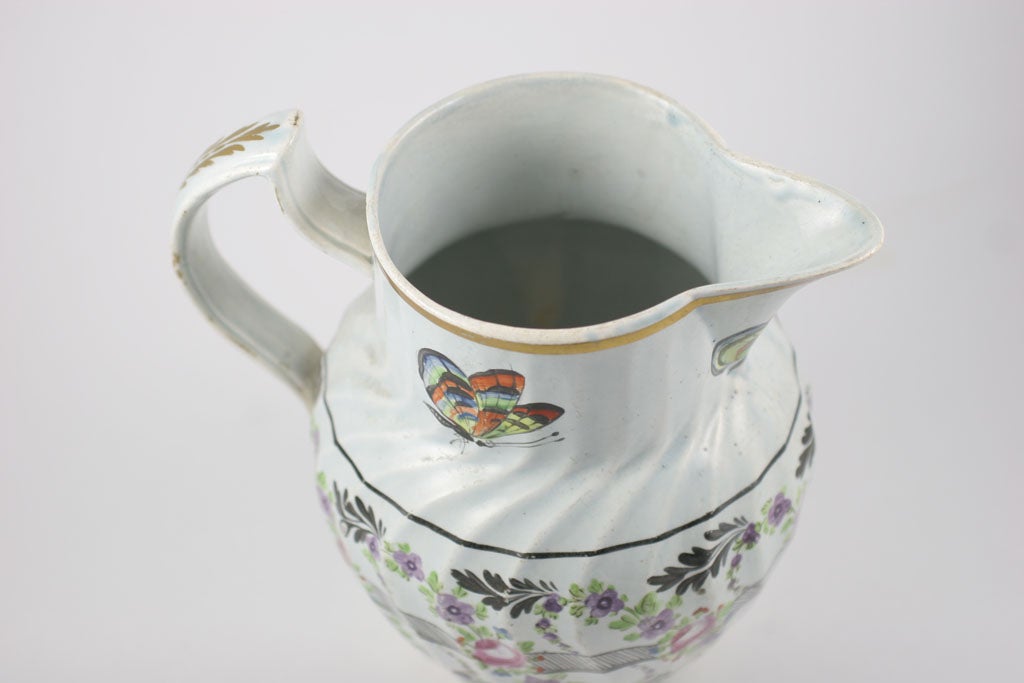 Leeds Pottery Enameled Pearlware Pitcher at 1stDibs