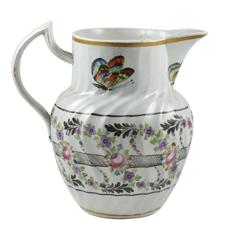 Leeds Pottery Enameled Pearlware Pitcher at 1stDibs
