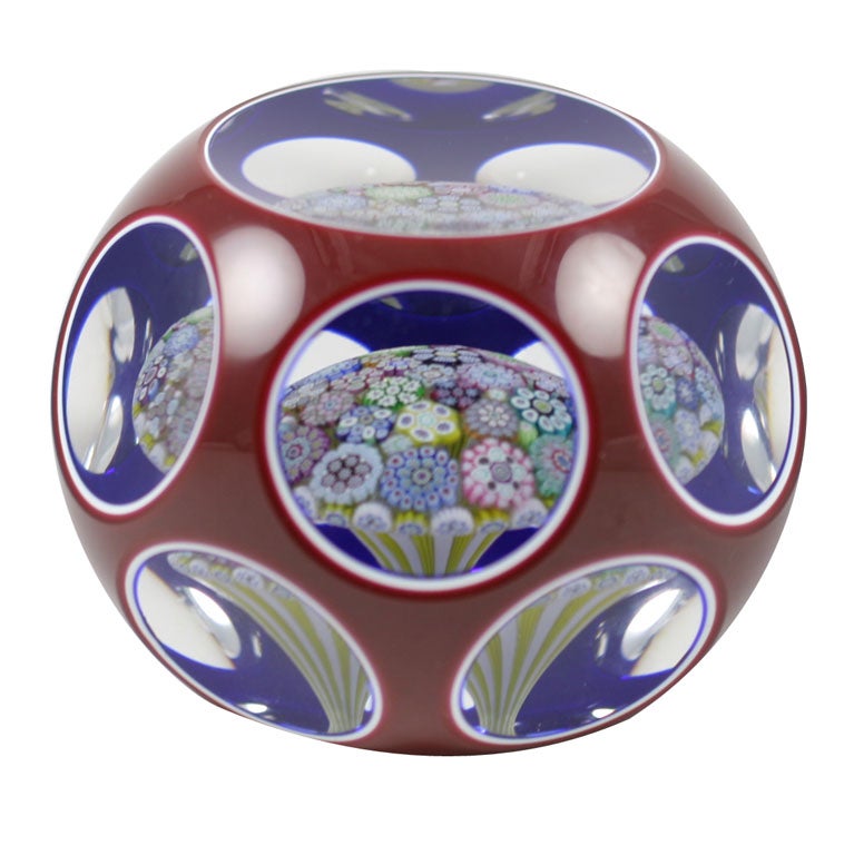 Peter McDougall Triple Overlay Mushroom Paperweight at 1stDibs