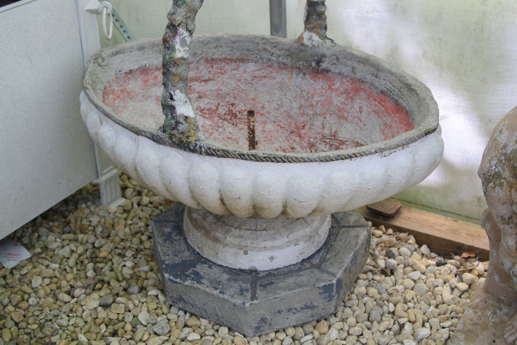 Painted Cement Basket Planter For Sale at 1stDibs