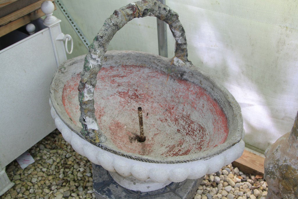 Painted Cement Basket Planter For Sale at 1stDibs