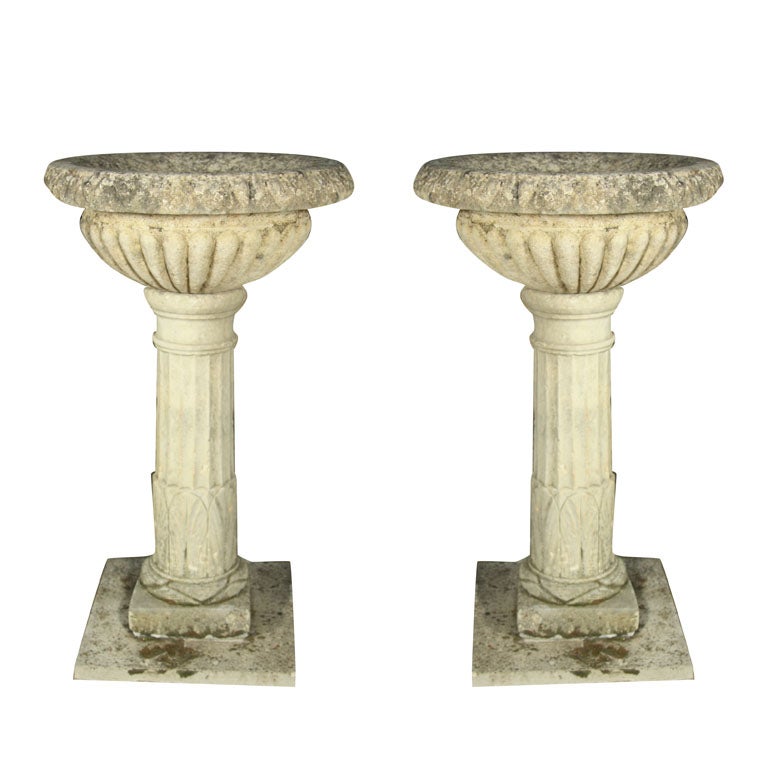 Pair of Tall 18th C Carved Limestone Urns owned by the Duke of ...