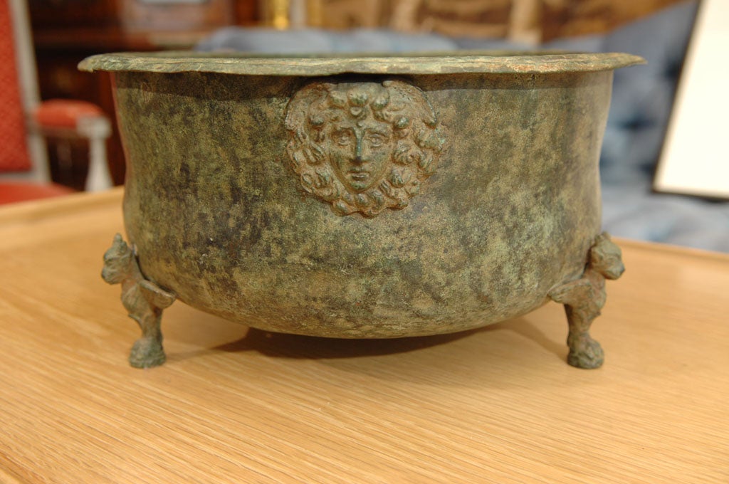 Roman Bronze Bowl, decorated with reliefs of Medusa For Sale at 1stDibs