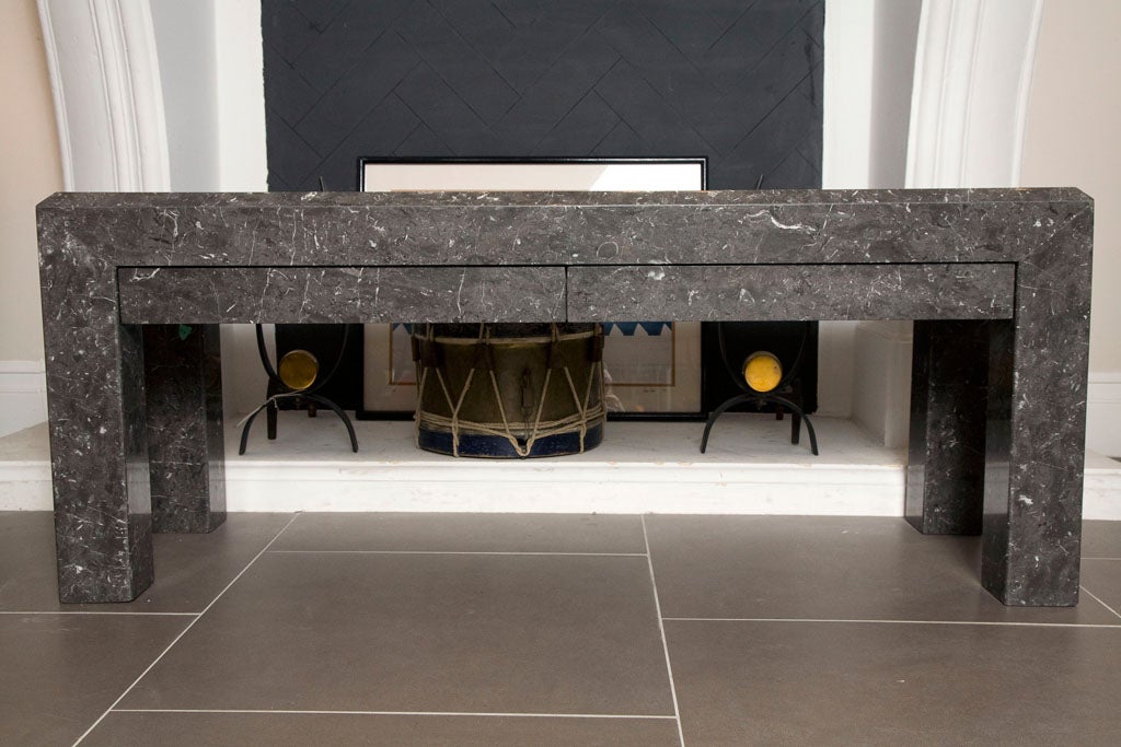 Pair of Gray Marble Benches at 1stDibs
