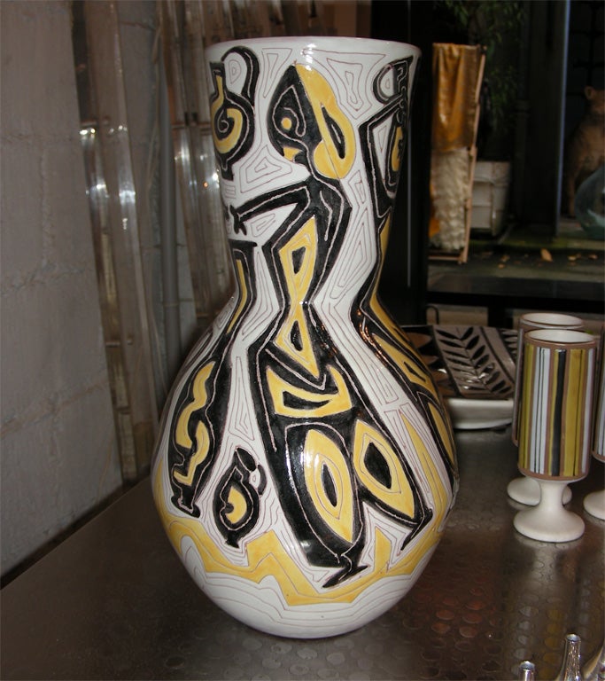1950's Ceramic Vase by René Ben Lisa For Sale at 1stDibs