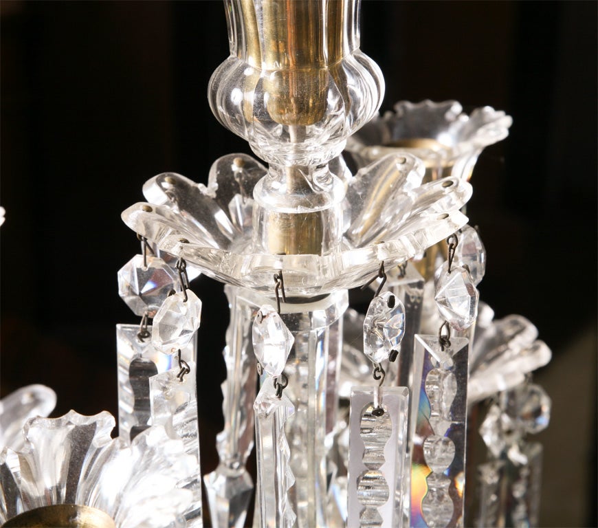 Pr. 19thc. French 5 Light Cut Crystal Candelabra poss. Baccarat at 1stDibs