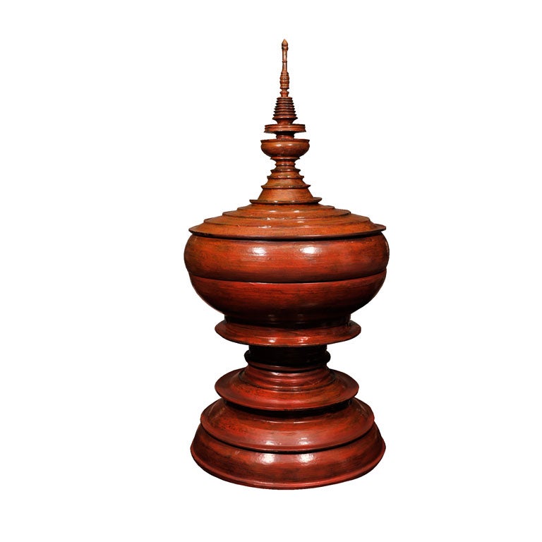 Large Red Lacquer Offering Bowl with Top and Inside Tray For Sale at ...