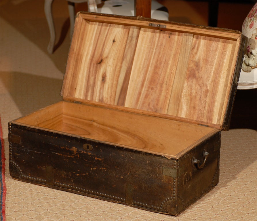 18th Century Brass Studded Leather Military Officers Chest at 1stdibs