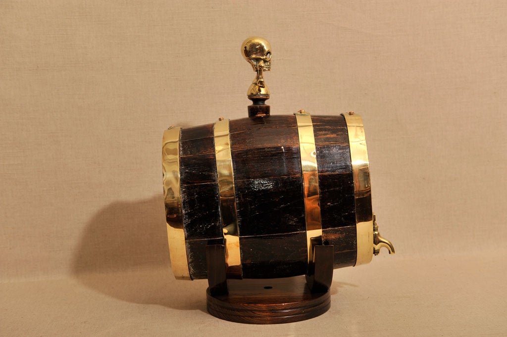 Unusual Brass Bound Pirate Motif Rum Keg, Late 19th Century at 1stDibs