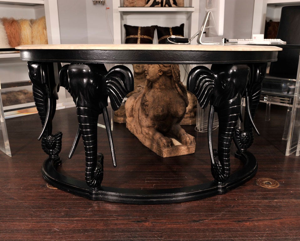 EBONIES BLACK ELEPHANT KIDNEY DESK AND CHAIR at 1stDibs