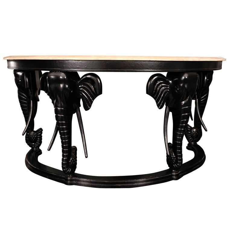 EBONIES BLACK ELEPHANT KIDNEY DESK AND CHAIR at 1stDibs