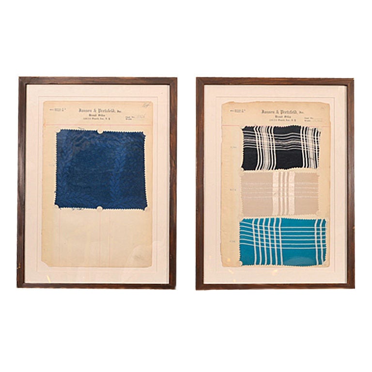 Framed Vintage Fabric Swatches at 1stDibs