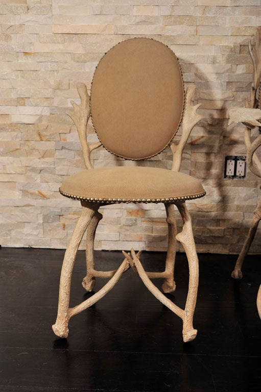 Arthur Court faux antler (aluminum) 6 dining chair set at 1stDibs
