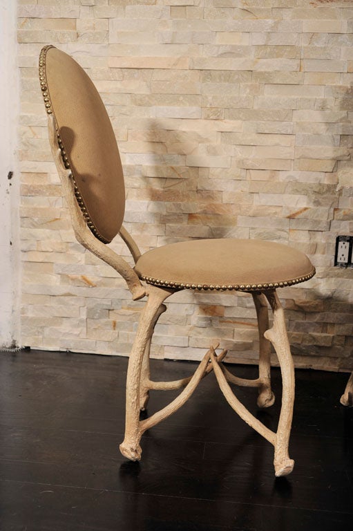 Arthur Court faux antler (aluminum) 6 dining chair set at 1stDibs