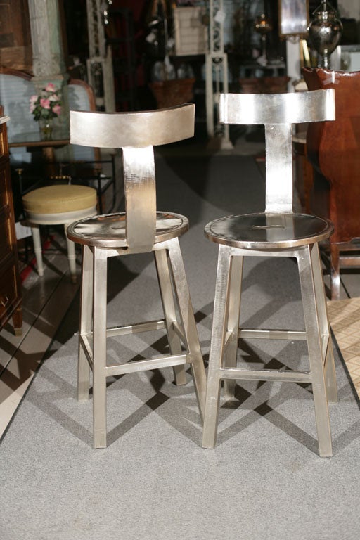 Two Sets of Steel Art Deco Style Bar Stools at 1stDibs | art deco bar ...