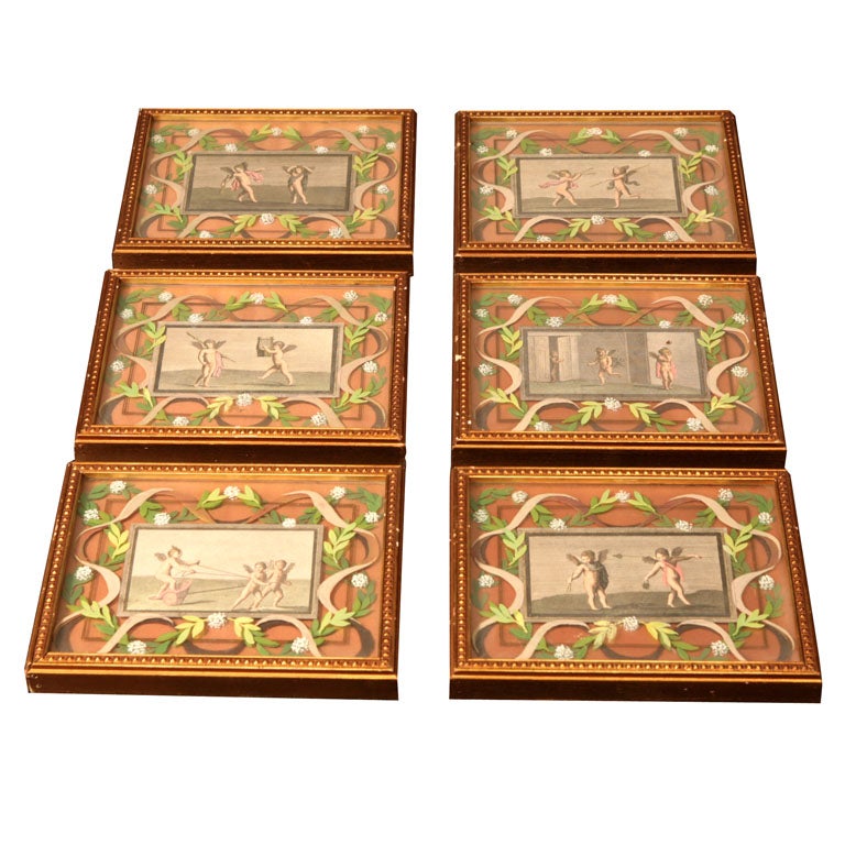 Set of Six Angel Lithographs in Shadow Boxes at 1stDibs