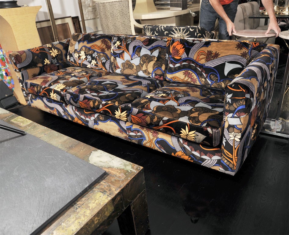 Harvey Probber sofa in Jack Lenor Larsen at 1stDibs