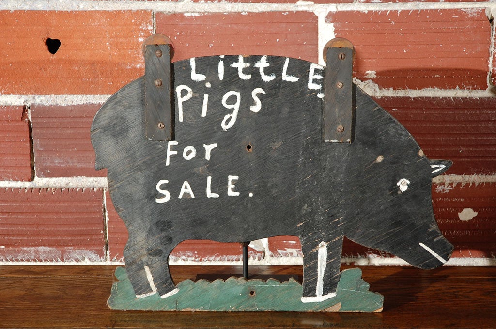 Vintage Pig Farm Sign at 1stDibs | pig signs for sale