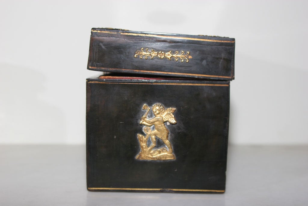 Box Black English Tea Caddy, 19th Century, England For Sale at 1stDibs