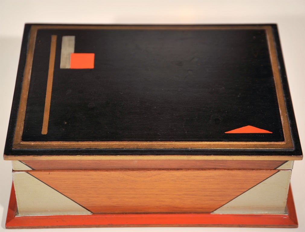 Art Deco Wood Box with Geometric Designs at 1stDibs