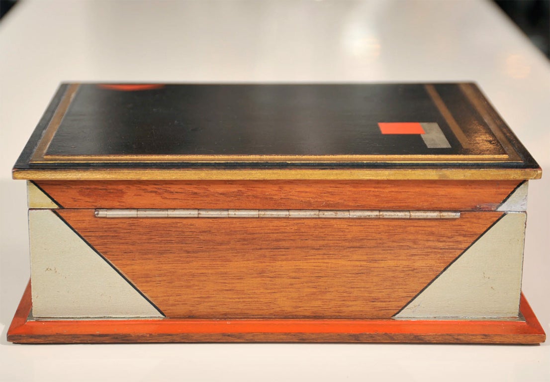 Art Deco Wood Box with Geometric Designs at 1stDibs