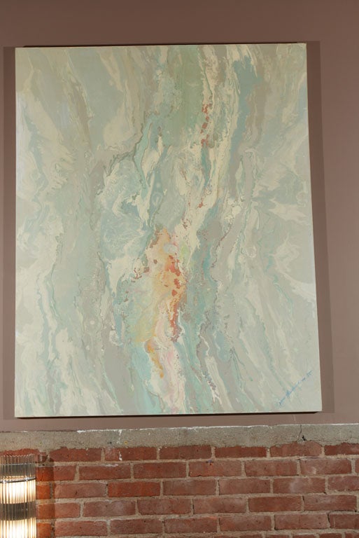 Large Pale Blue Abstract Painting By June Hendrickson at 1stDibs ...