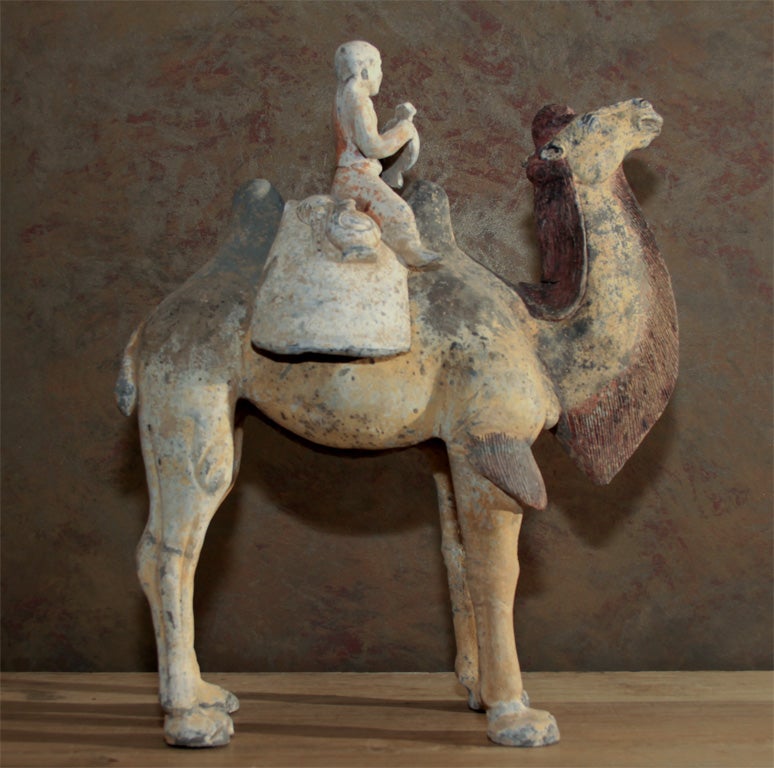 Chinese Tang Dynasty Painted Pottery Camels For Sale at 1stDibs