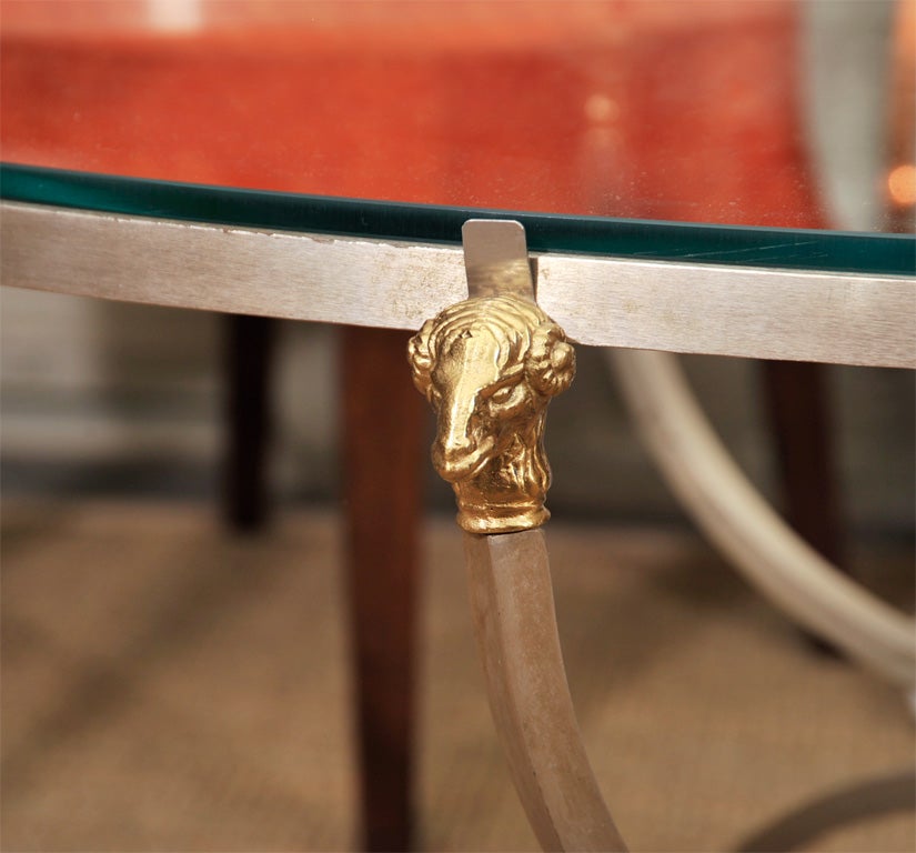 Brass and Nickel Oval Coffee Table With Rams Head at 1stDibs