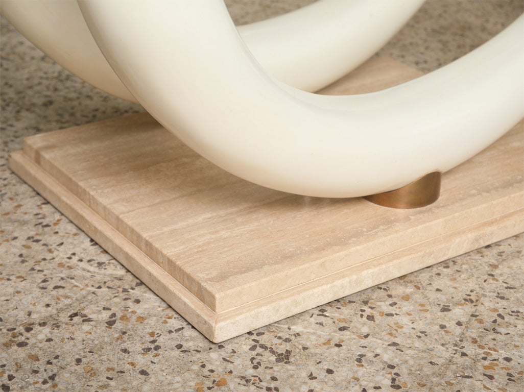 Faux Ivory Tusk and Travertine Coffee Table at 1stDibs | ivory tusk ...