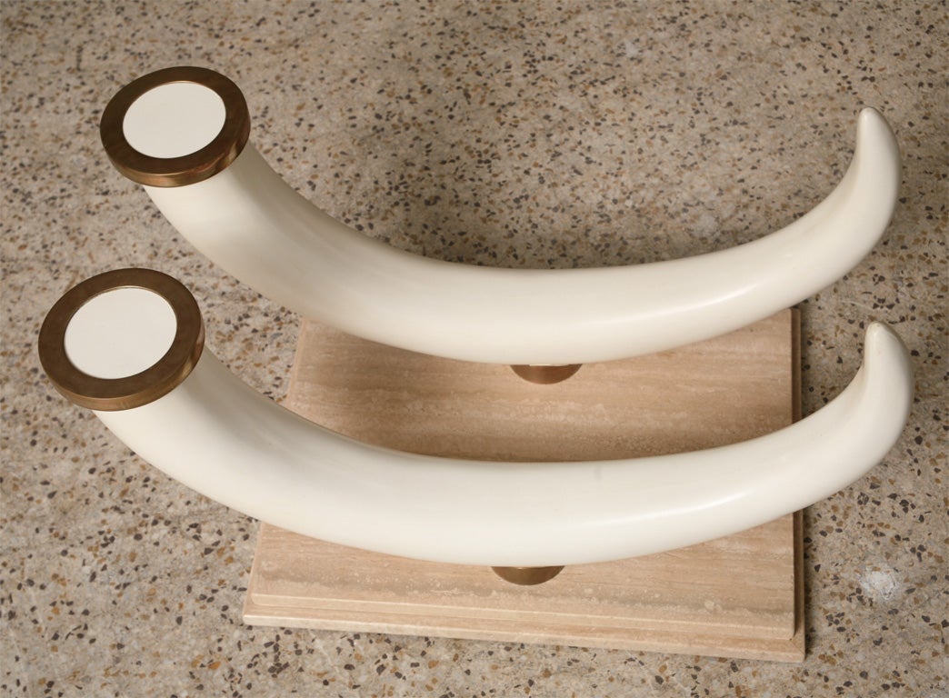 Faux Ivory Tusk and Travertine Coffee Table at 1stDibs | ivory tusk ...