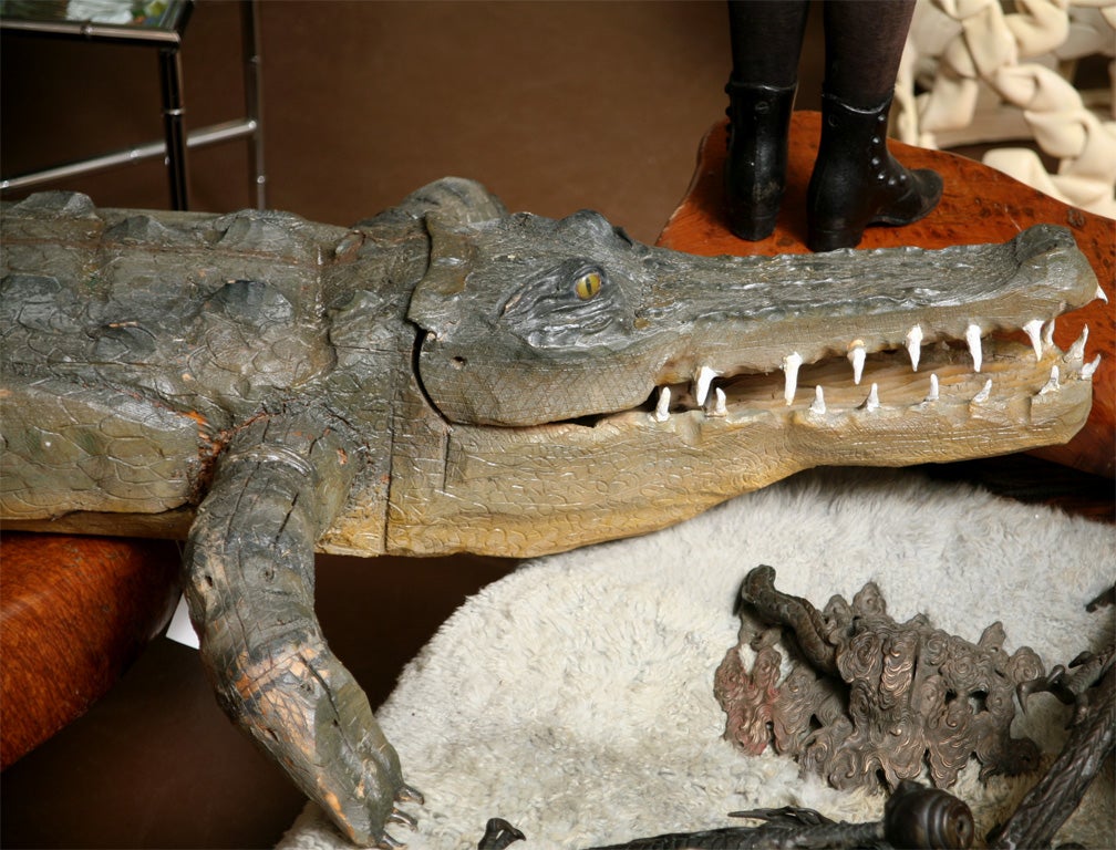 Carved Folk Art Alligator (10 ft) at 1stDibs
