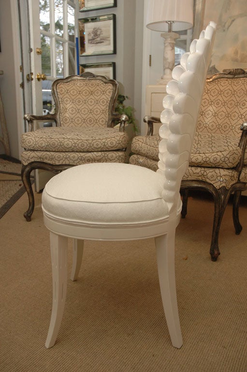 Wonderful Set of Four White Lacquer Shell Back chairs at 1stDibs