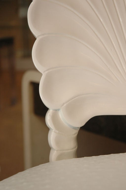Wonderful Set of Four White Lacquer Shell Back chairs at 1stDibs