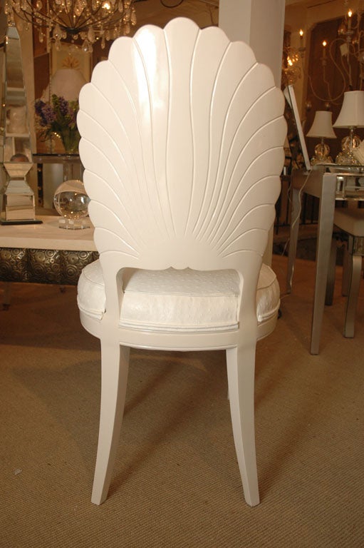 Wonderful Set of Four White Lacquer Shell Back chairs at 1stDibs