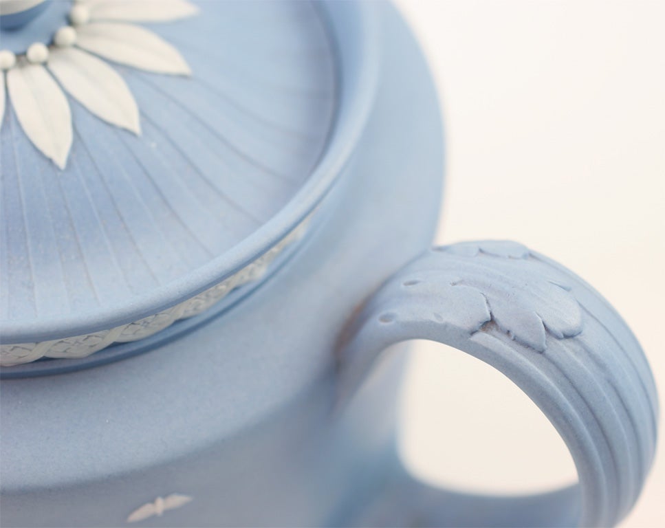 Wedgwood Blue and White Jasper Teapot For Sale at 1stDibs