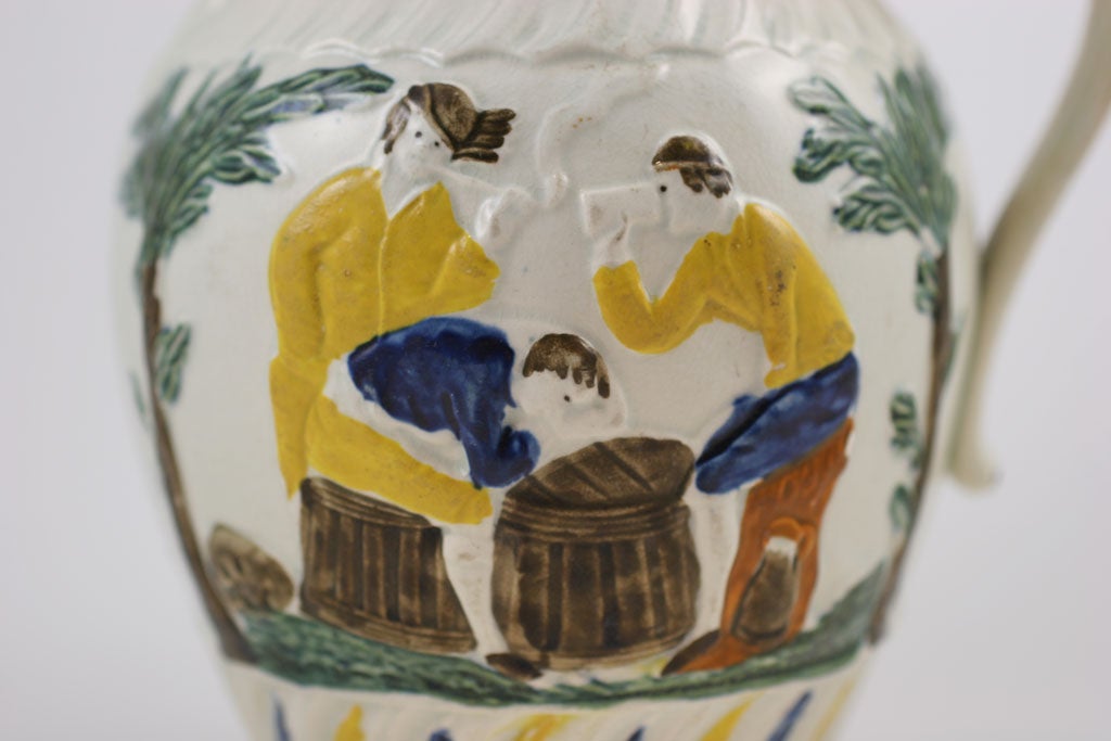 English Pearlware Pitcher "Three Drunk Grooms" For Sale at 1stDibs