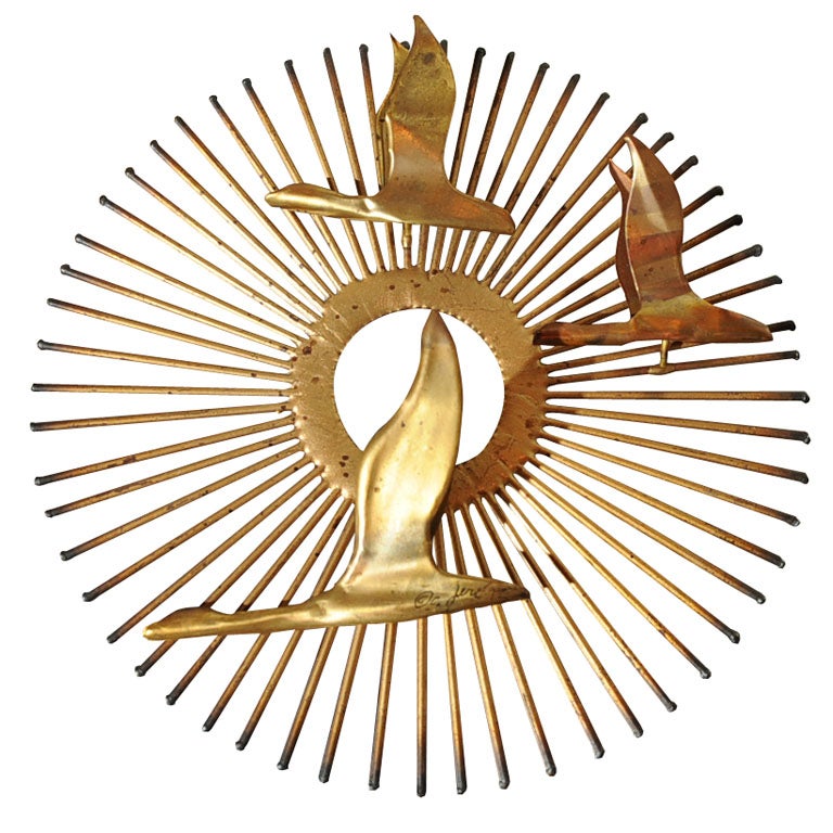 Very Small Sunburst with Birds signed C. Jere at 1stDibs