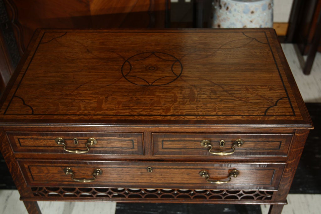 Irish Inlaid Lowboy in Quartersawn Oak at 1stDibs