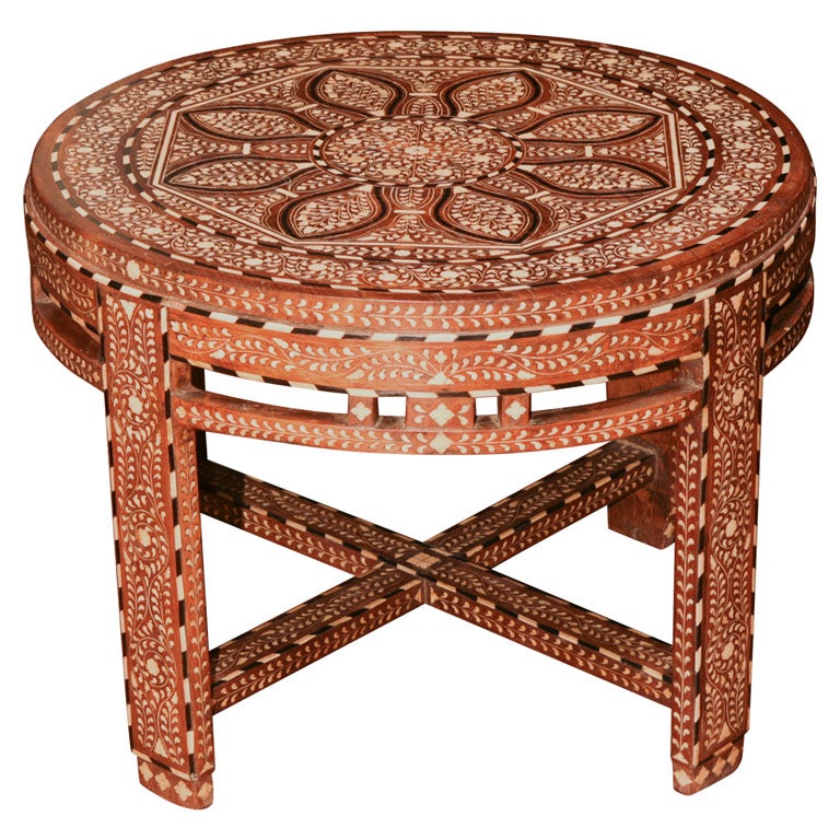 Indian Inlay Side Table at 1stDibs
