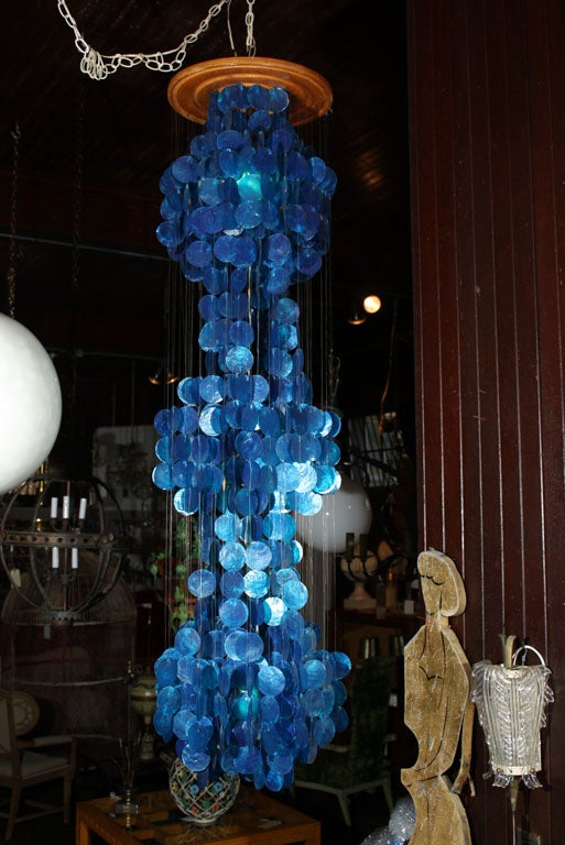Turquoise Capiz Shell Chandelier at 1stDibs | blue capiz shell ...