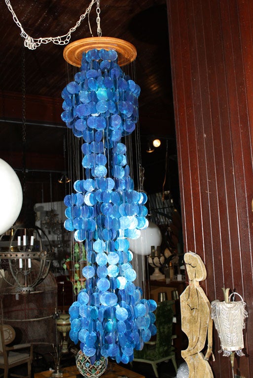 Turquoise Capiz Shell Chandelier at 1stDibs | blue capiz shell ...