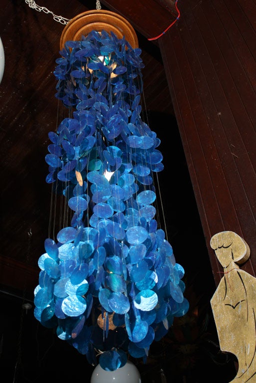 Turquoise Capiz Shell Chandelier at 1stDibs | blue capiz shell ...