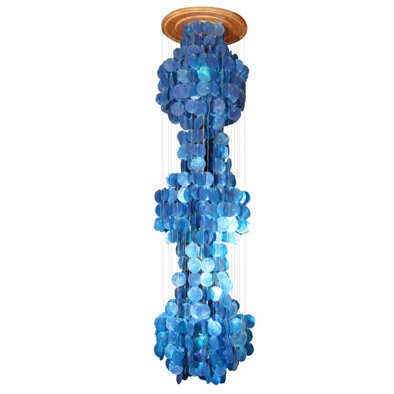 Turquoise Capiz Shell Chandelier at 1stDibs | blue capiz shell ...