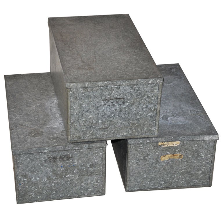 Versatile Galvanized Metal Bins at 1stDibs | galvanized bins ...