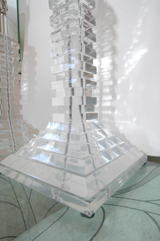 Pair of Lucite Stacked Block Lamps For Sale at 1stDibs | lucite lamps