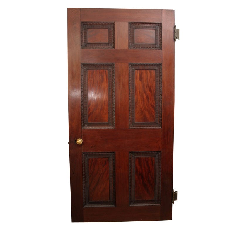 Antique Adam Period Carved Flame Grain Mahogany Door, English, circa ...
