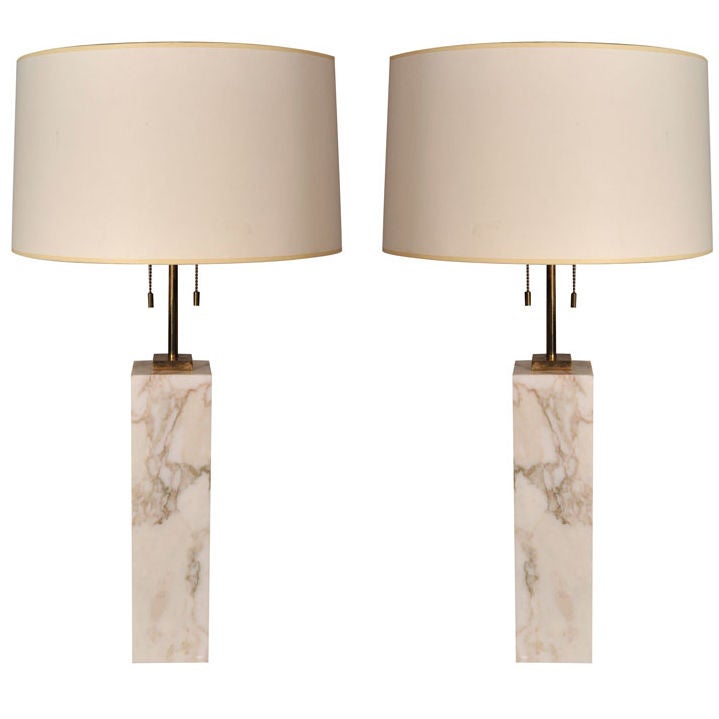 A Heavy Square Marble Table Lamp at 1stDibs